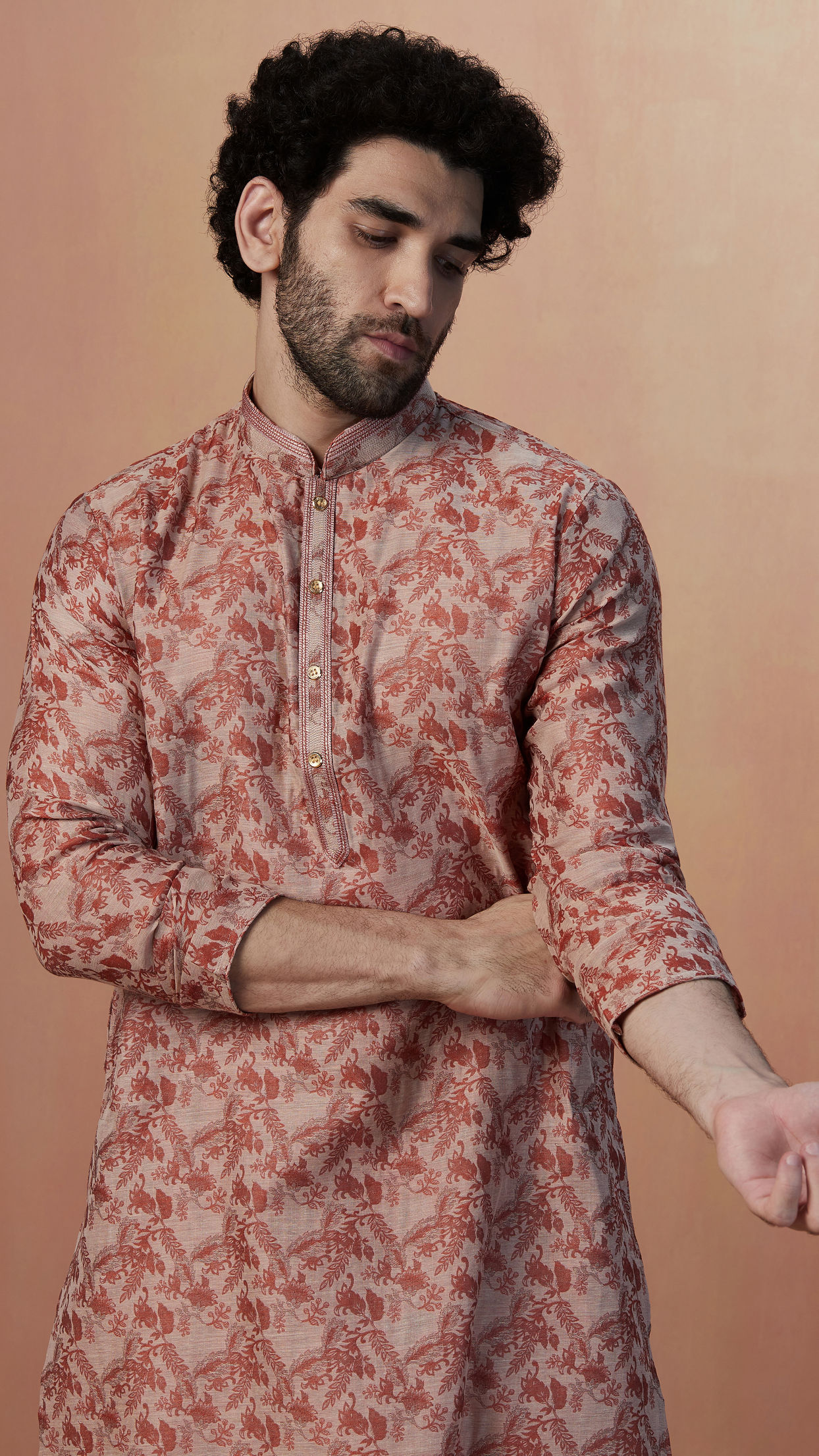 Buy Rust Brown Printed Kurta Pajama Online in India @Manyavar - Kurta ...