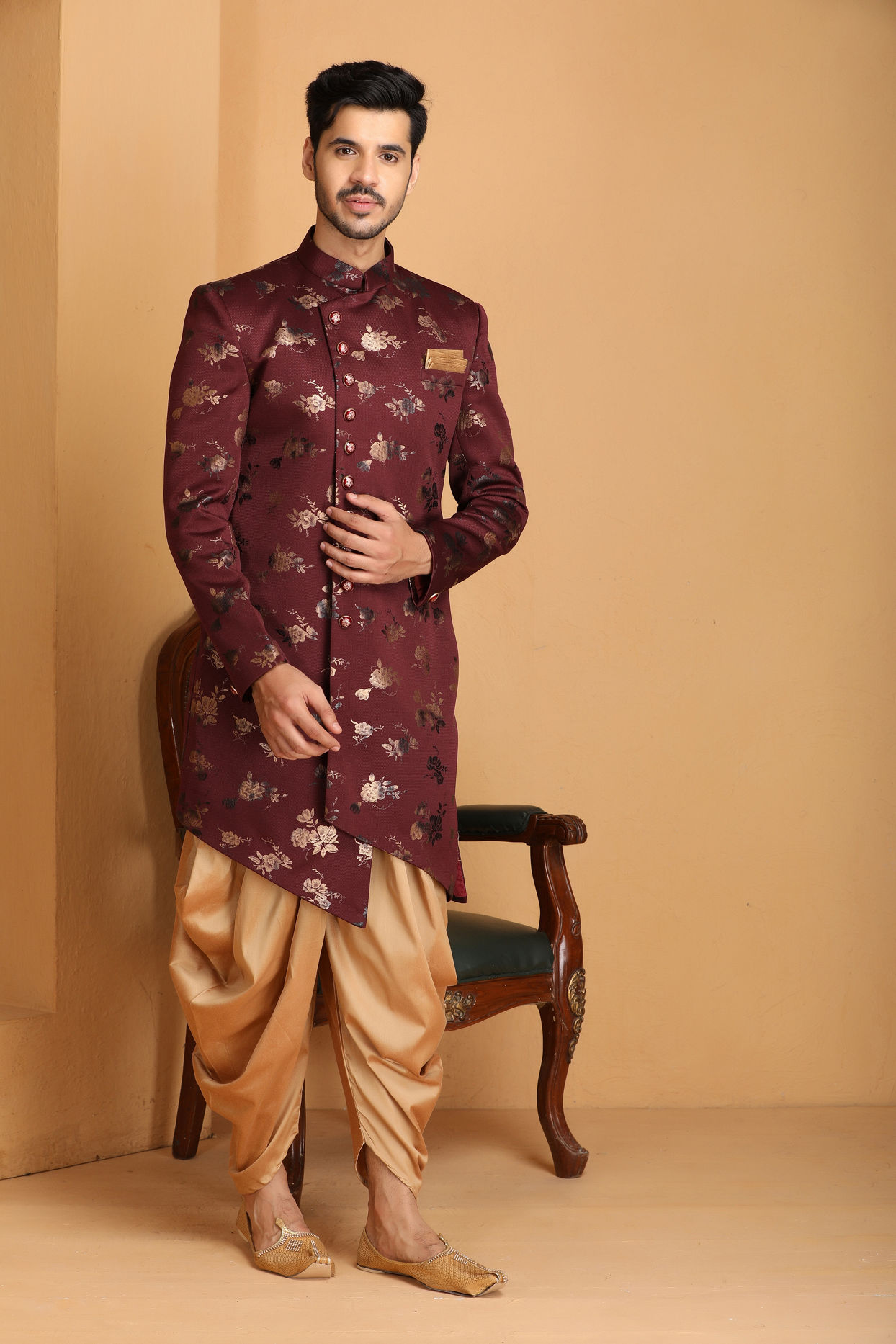 Buy Timeless Maroon Indo-Western Set Online in India @Manyavar - Indo ...