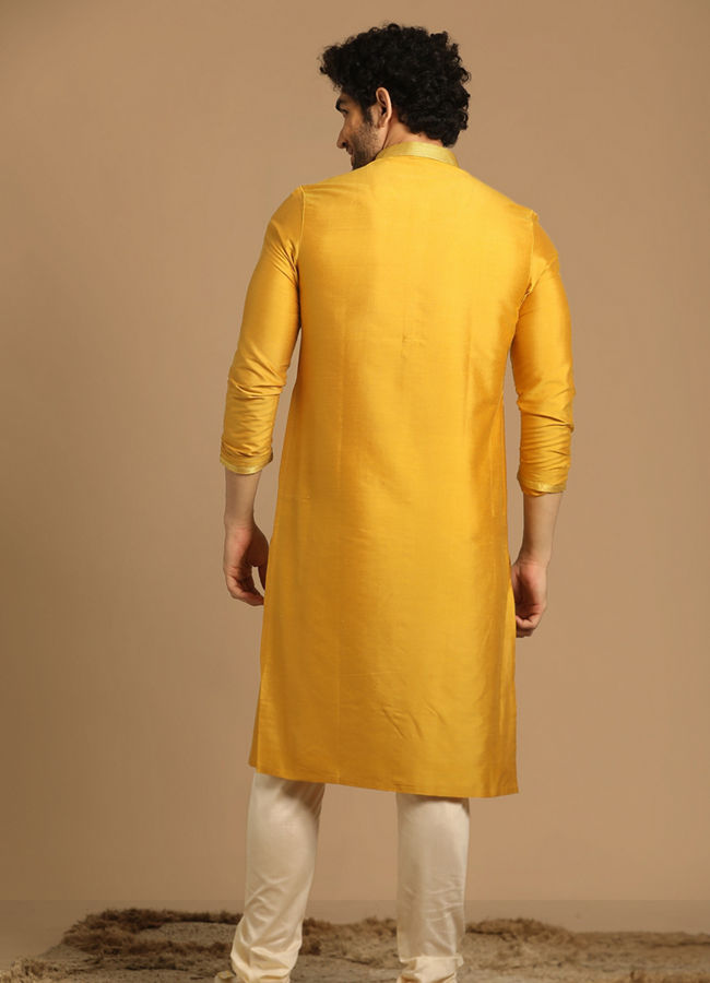 Buy Golden Plain Kurta Set Online in India @Manyavar - Kurta Pajama for Men