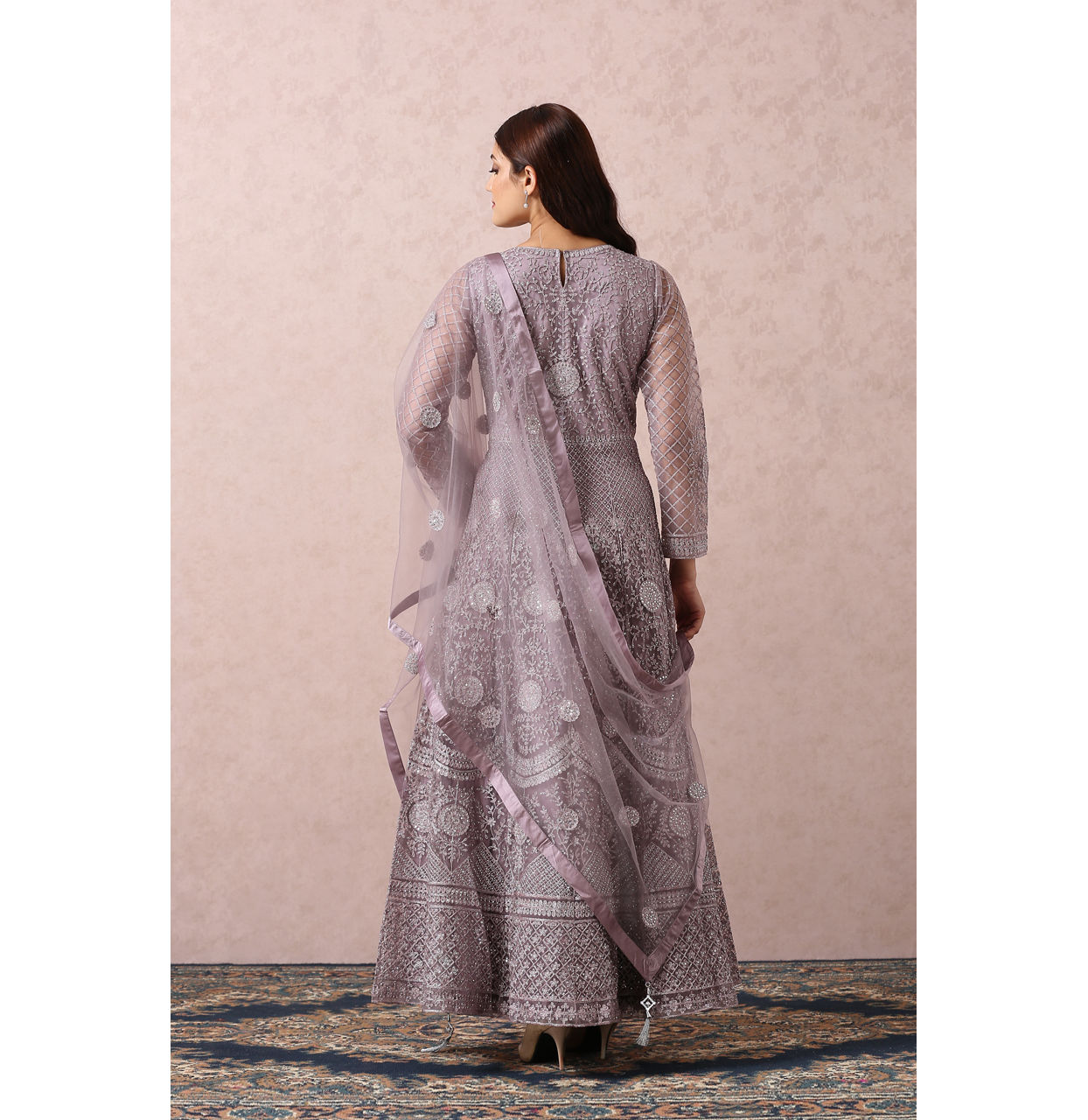 Buy Purple Embellished Gown With Dupatta Online in the USA @Mohey ...