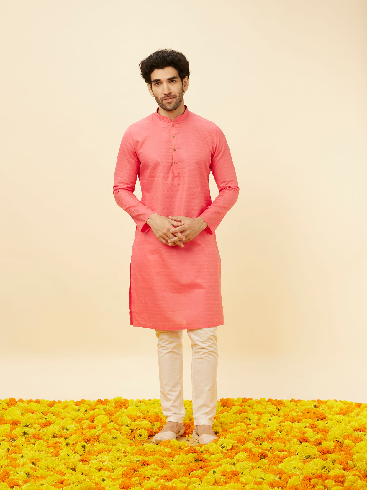 Buy Punch Pink Classic Kurta Set Online in the USA @Manyavar - Kurta ...