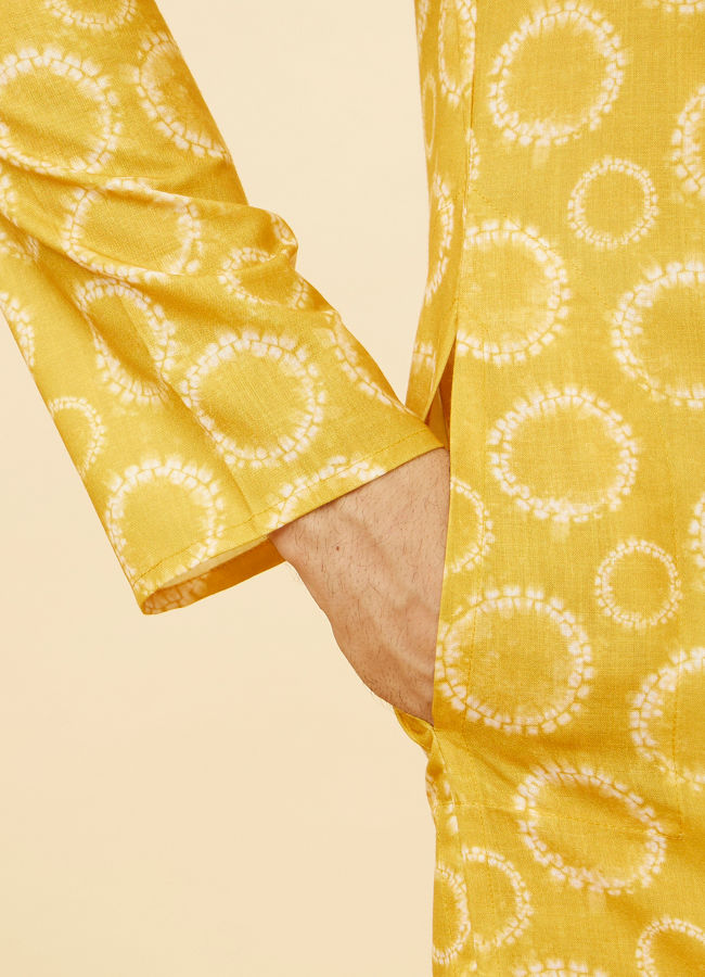 Buy Mustard Yellow Circular Printed Kurta Set Online in India @Manyavar ...