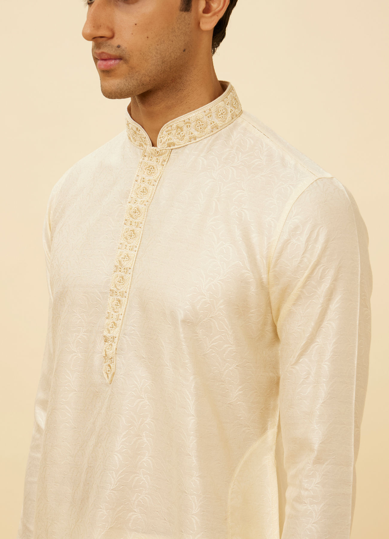 Buy Antique White Angrakha Style Diamond Printed Kurta Set Online in ...