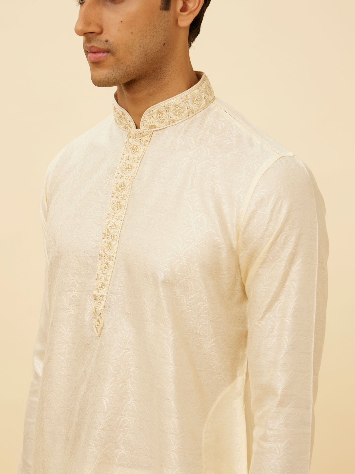 Buy Antique White Angrakha Style Diamond Printed Kurta Set Online in ...