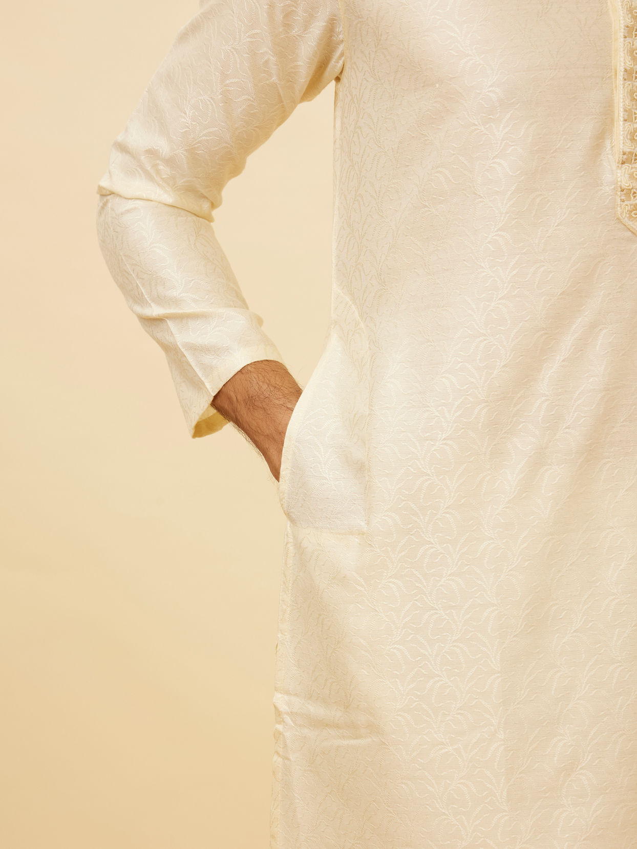 Buy Antique White Angrakha Style Diamond Printed Kurta Set Online In