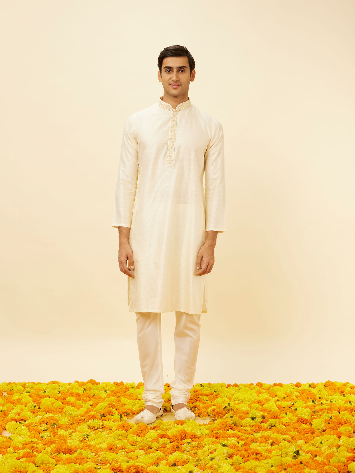 Buy Antique White Angrakha Style Diamond Printed Kurta Set Online in ...