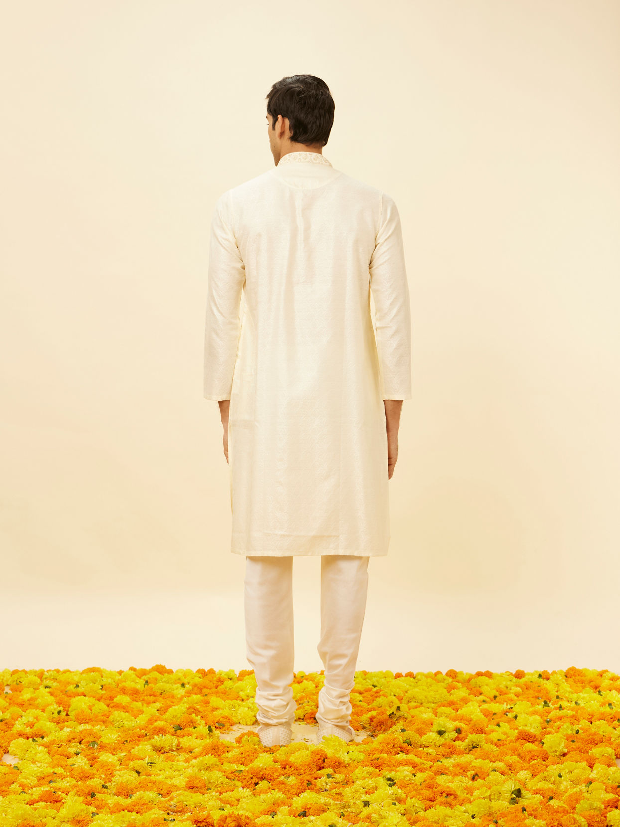 Buy Antique White Angrakha Style Diamond Printed Kurta Set Online in ...