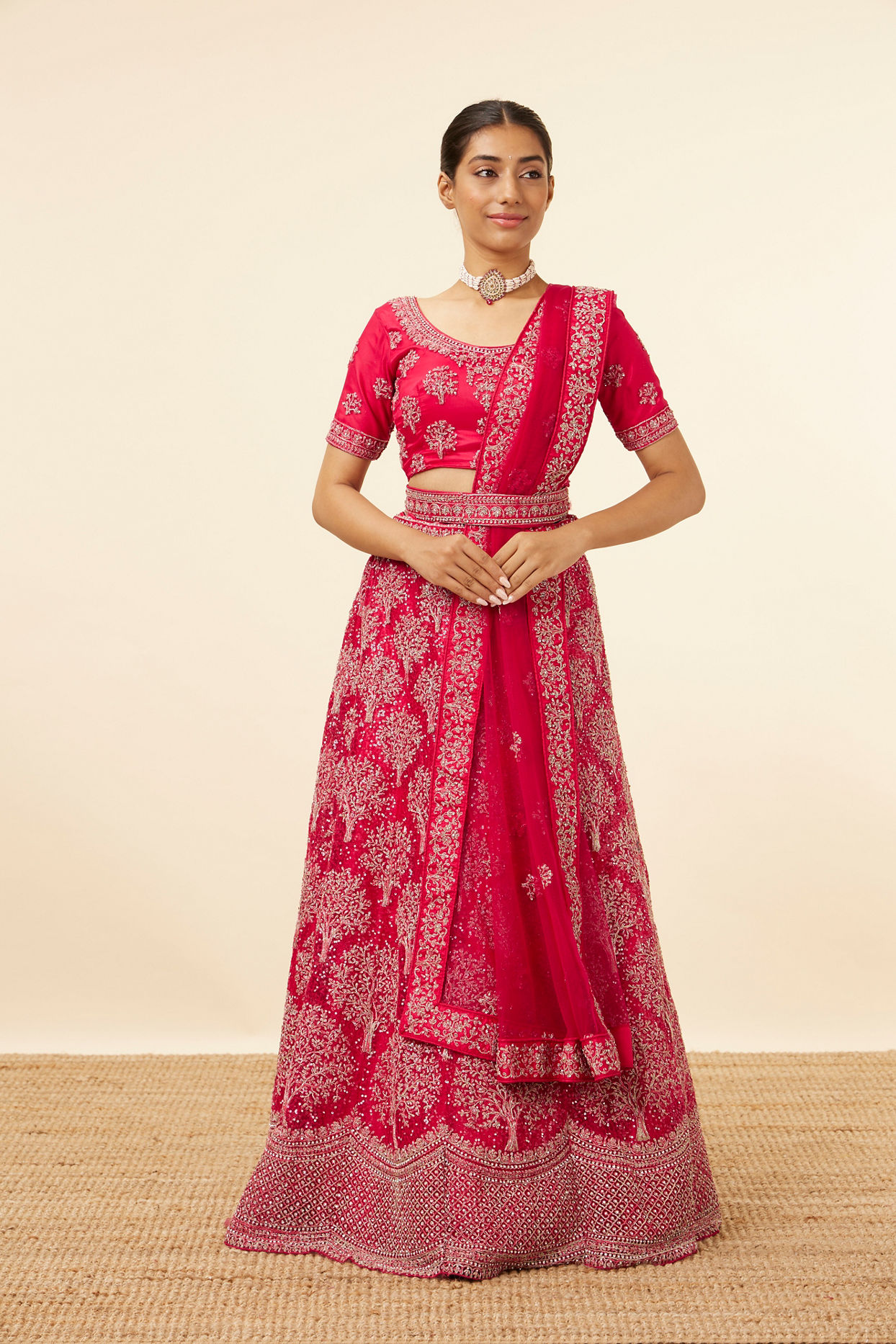 Buy Rani Tree Patterned Lehenga Online in India @Mohey - Lehenga for Women