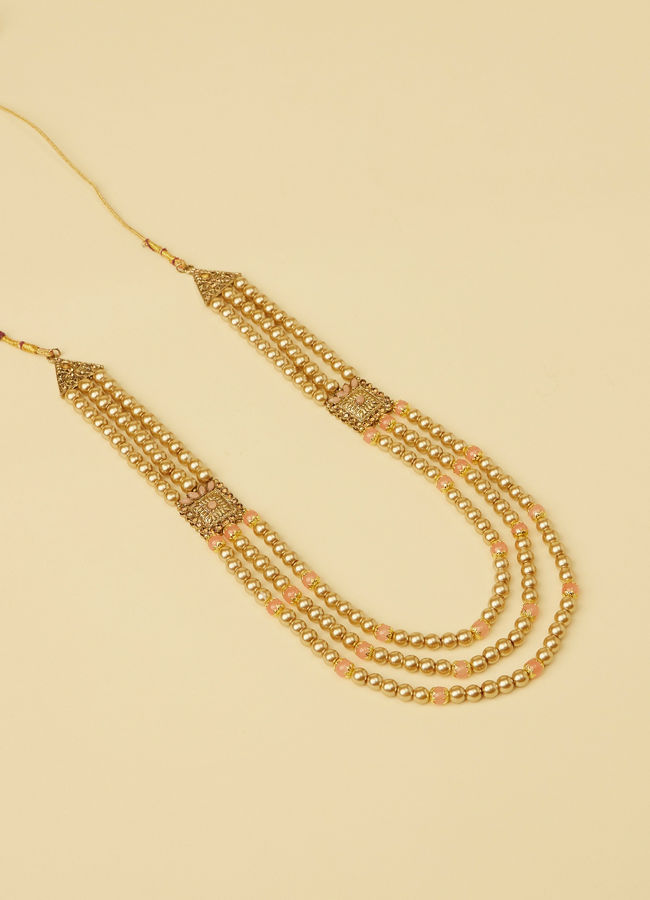 Buy Pearl and Pink Stone Layered Mala Online in India @Manyavar - Mala ...