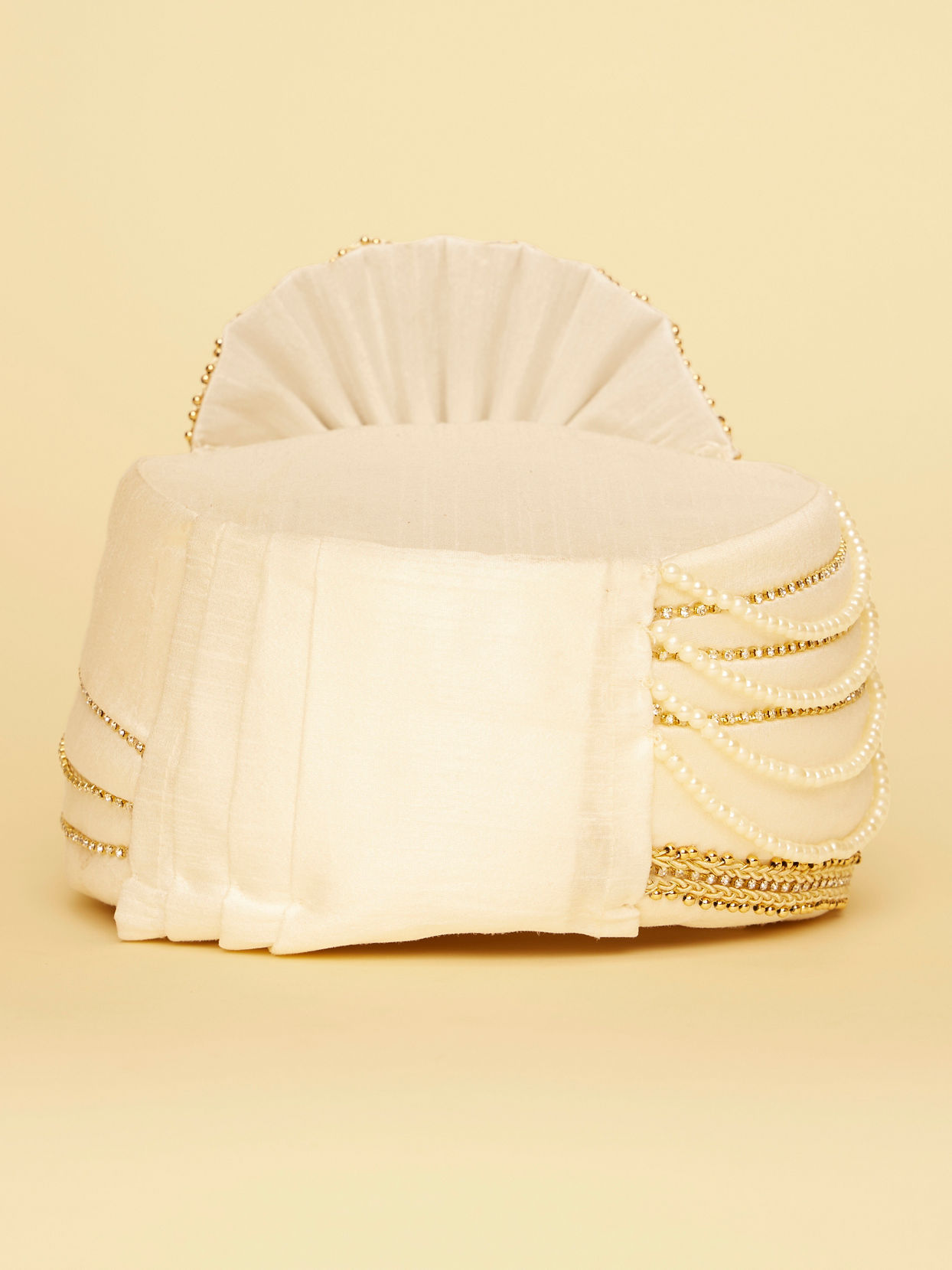 Buy Pearled Ivory White Gold Embellished Safa Online in India @Manyavar ...