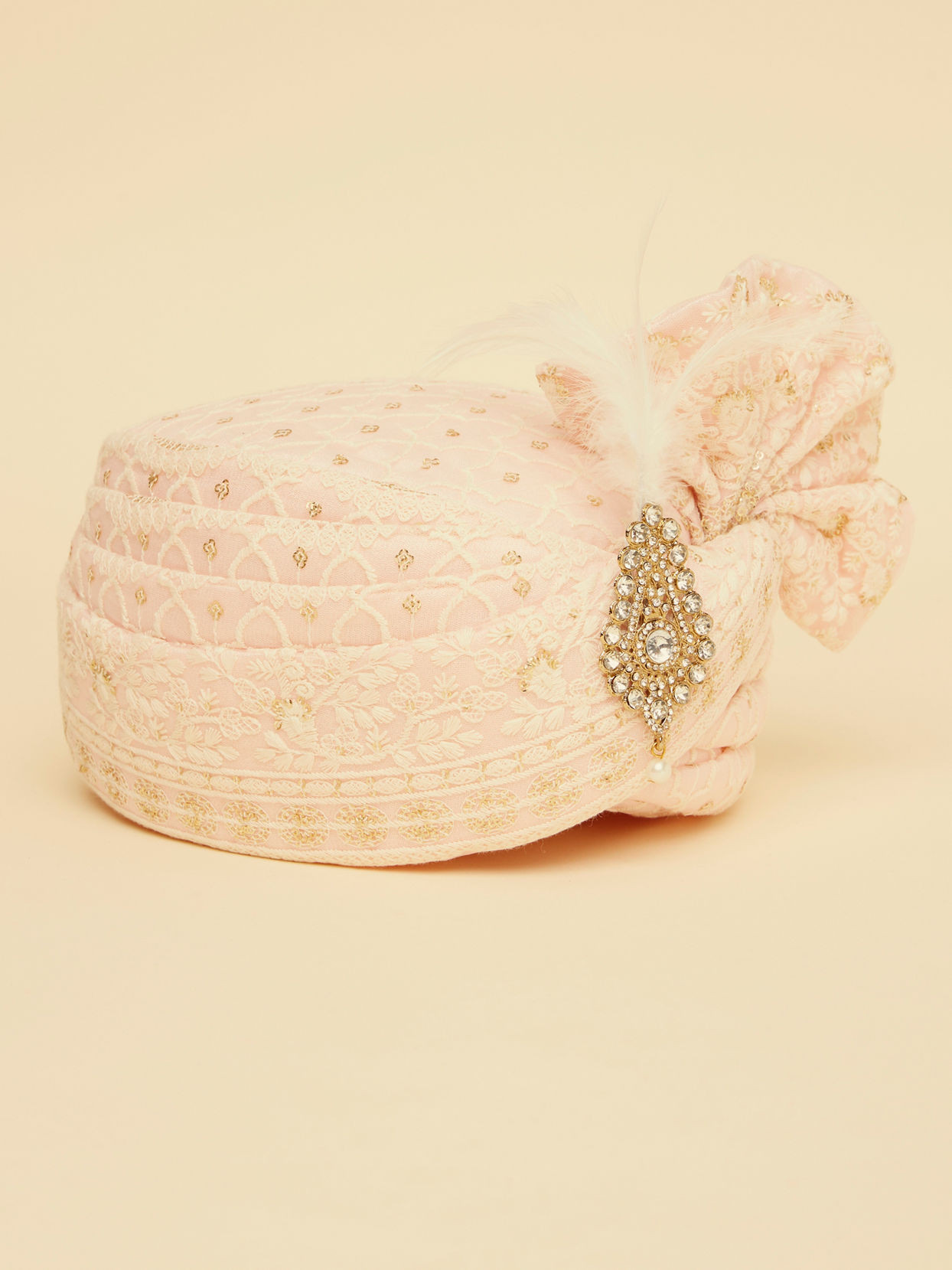 Buy Soft Pink Jaal Patterned Safa Online in India @Manyavar - Safa for Men