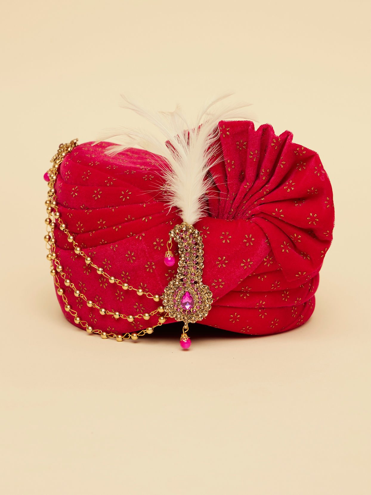 Buy Cherry Red Paisley Patterned Gold Embellished Safa Online in India ...