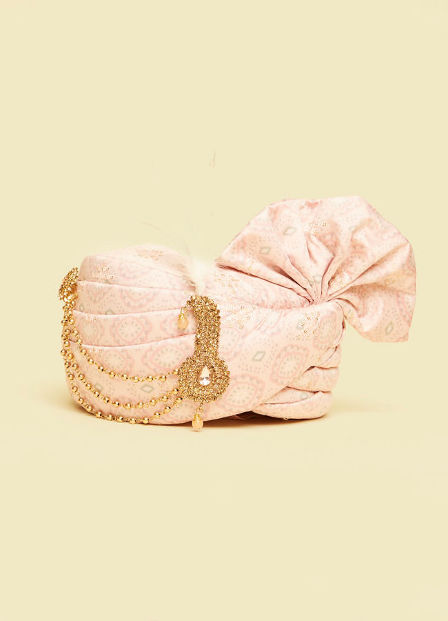 Buy Pink Safa with Embellished Paisley Brooch Online in the USA ...