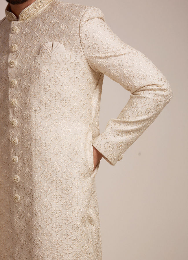 Sherwani for Men - Buy Beige Biscuit Patterned Sherwani Set Online ...