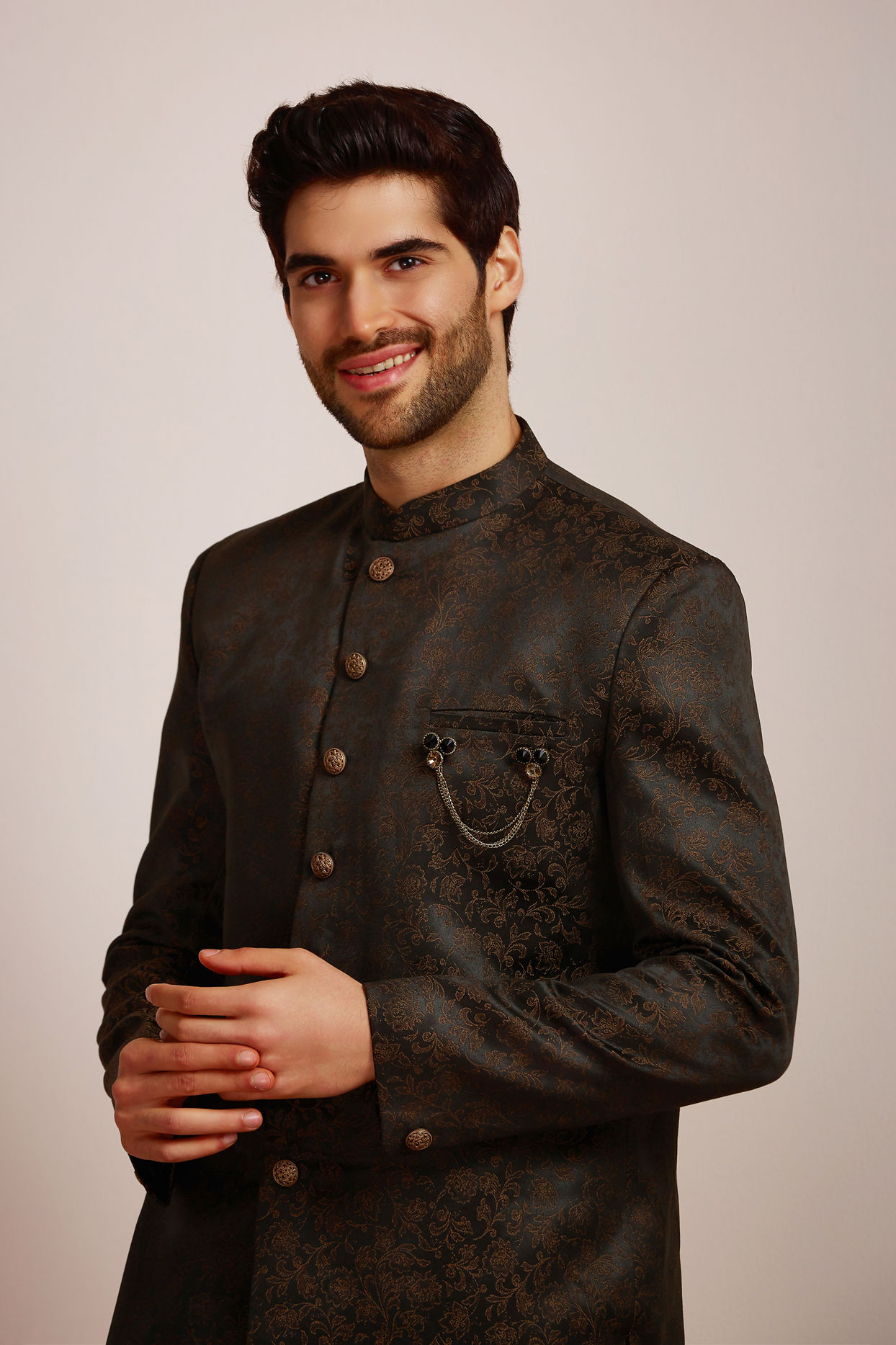 Buy Dusty Black Indo Western Set Online in India @Manyavar - Indo ...