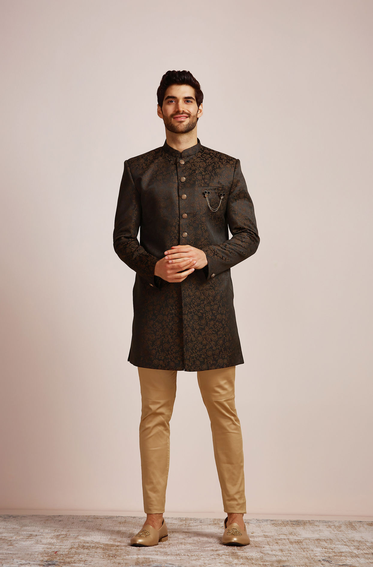 Buy Dusty Black Indo Western Set Online in India @Manyavar - Indo Western for Men