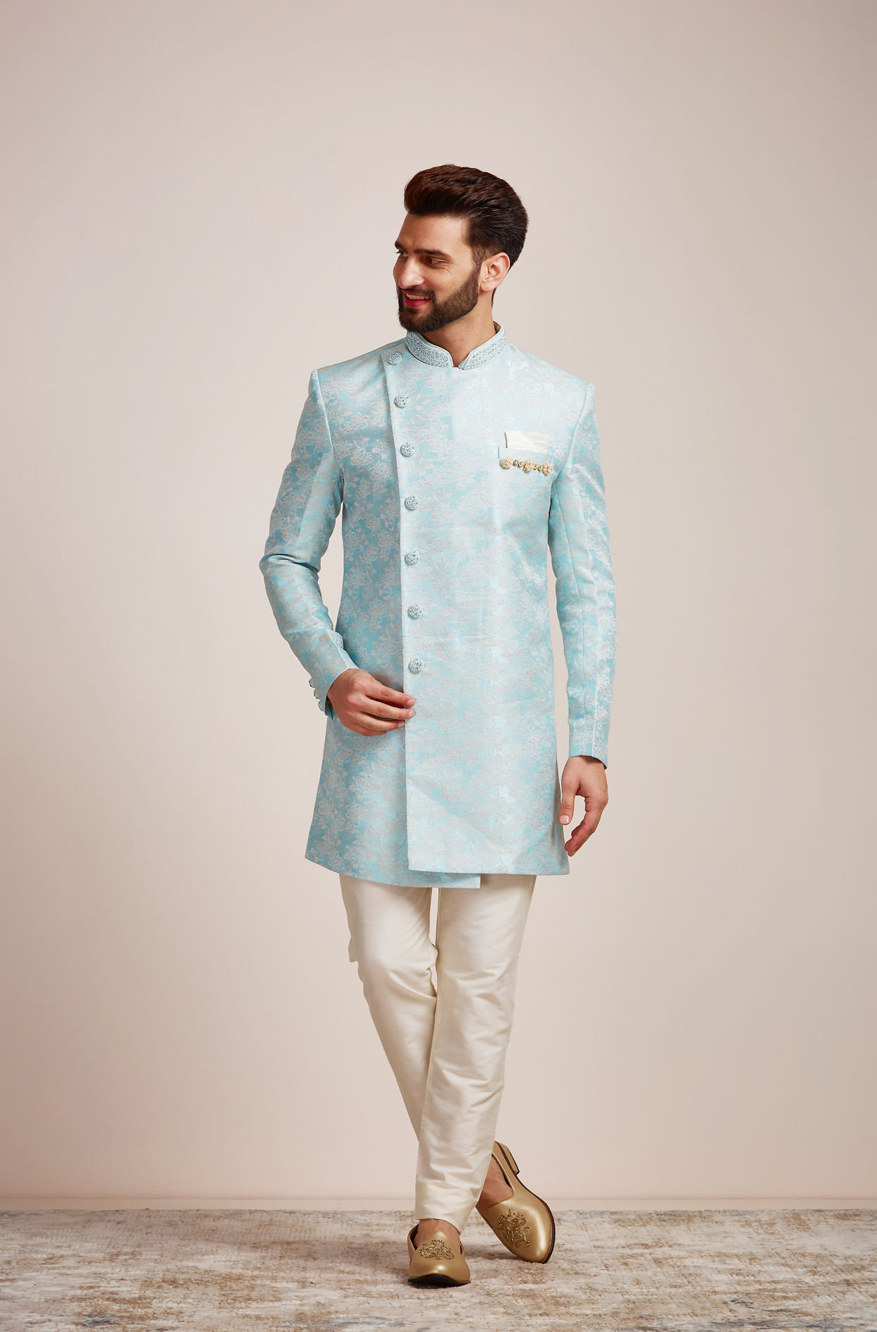 Buy Crystal Blue Indo Western Set Online in India @Manyavar - Indo ...