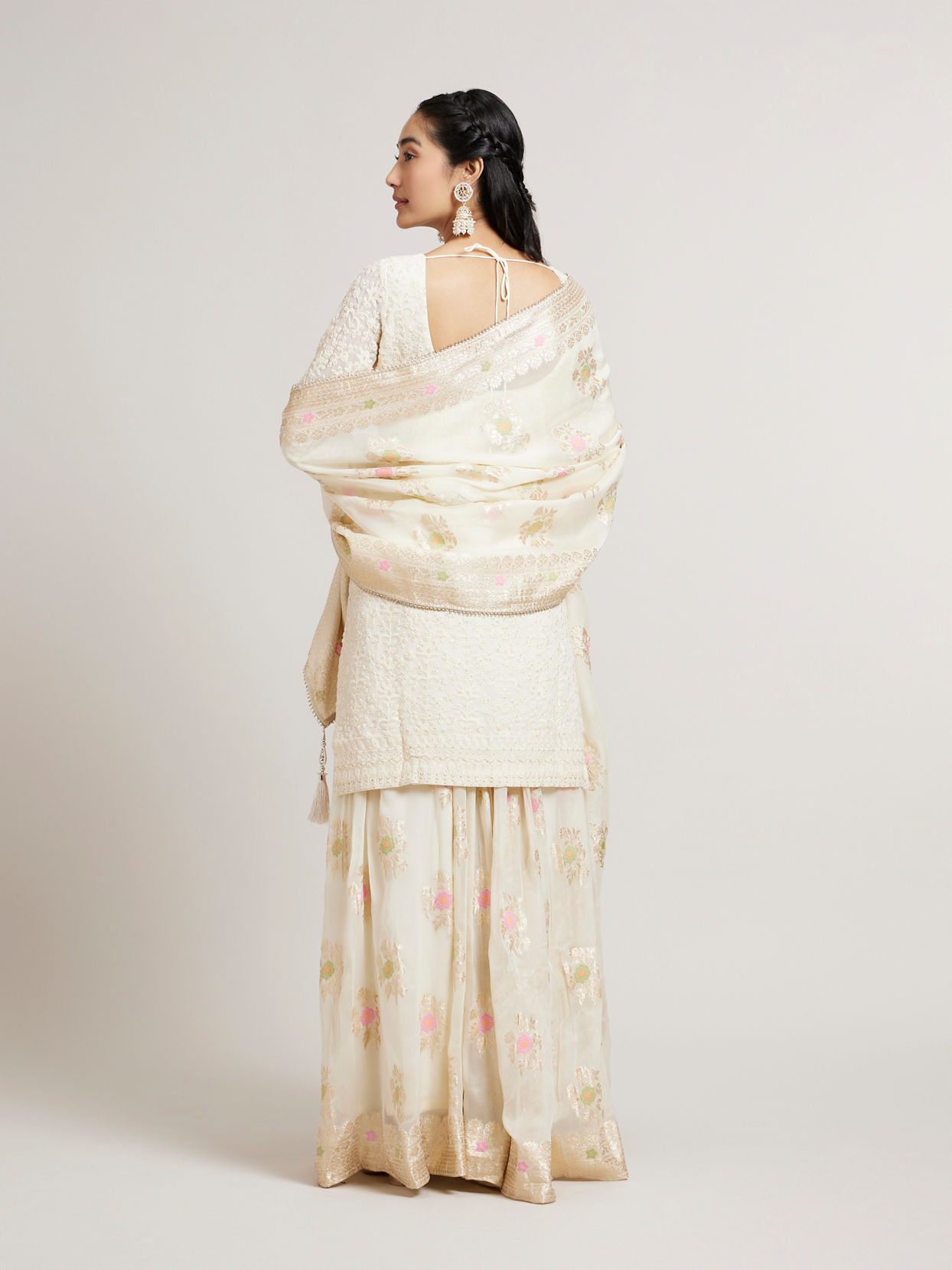 Buy Dark Cream Floral Patterned Palazzo Suit Set with Sequin Online in ...