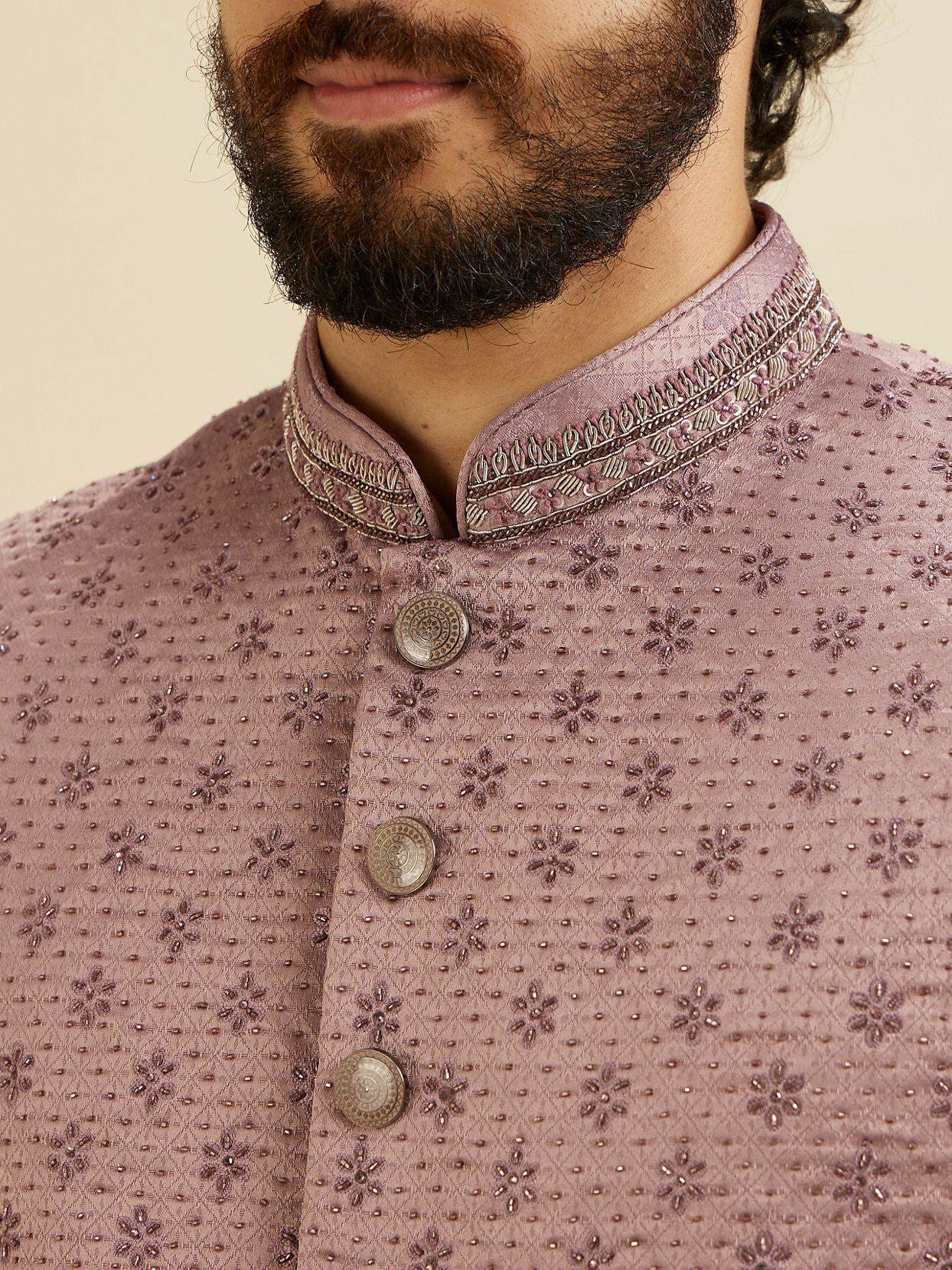 Buy Bright Lilac Floral Buta Patterned Sherwani Set with Rhinestone ...