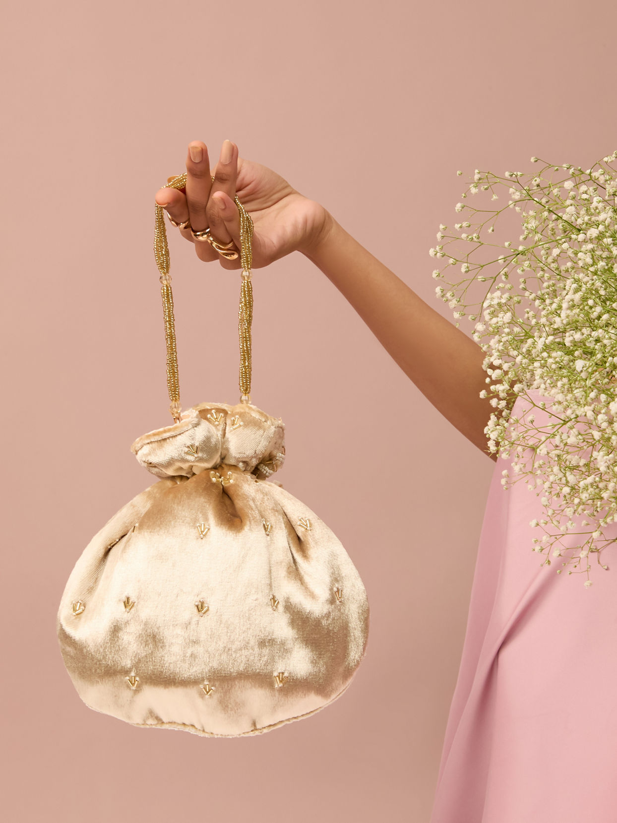 Buy Fawn Velvet Elegance Potli Bag Online in India @Mohey - Bag for Women