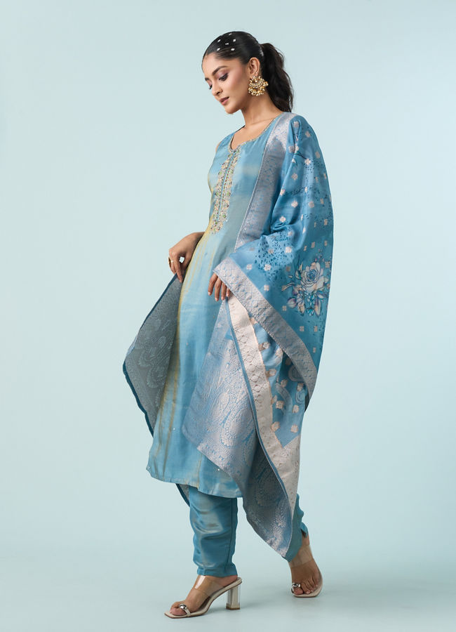 Buy Blue Regalia Stitched Suit Online in the UK @Mohey - Straight Suit ...