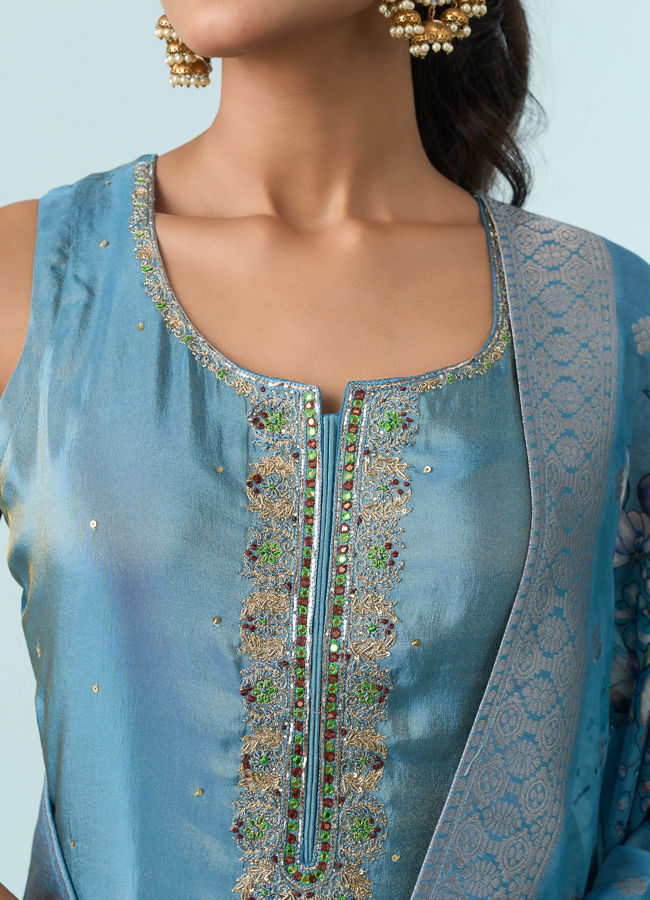 Buy Blue Regalia Stitched Suit Online in India @Mohey - Straight Suit ...
