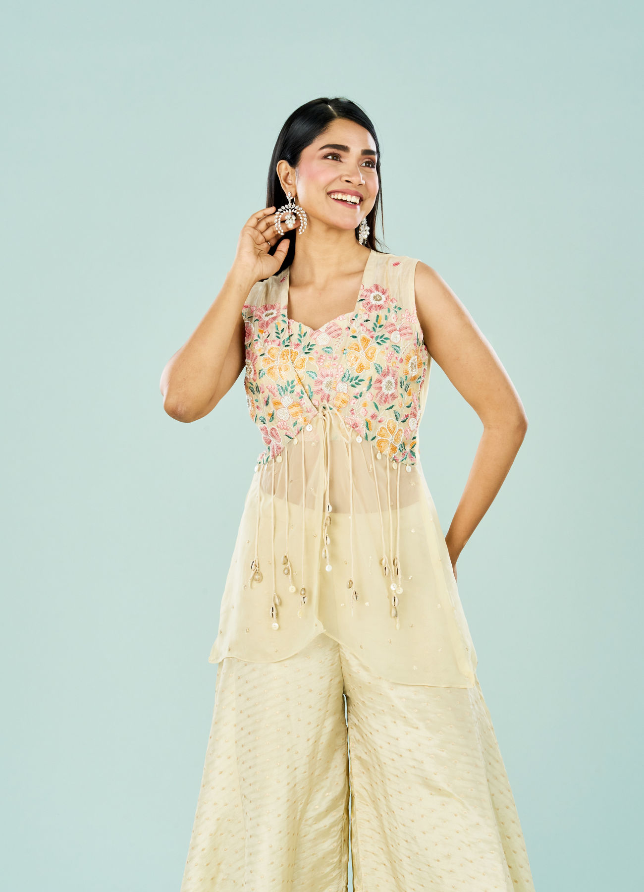 Buy Cream-Elegance Indo Western Online in the UK @Mohey - Indo western ...
