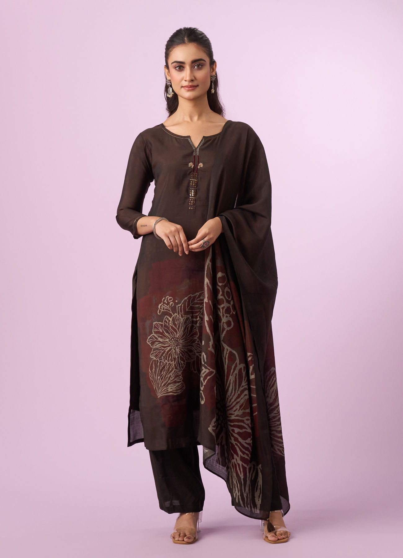 Buy Elegant Brown Straight Suit Online in India @Mohey - Straight Suit ...