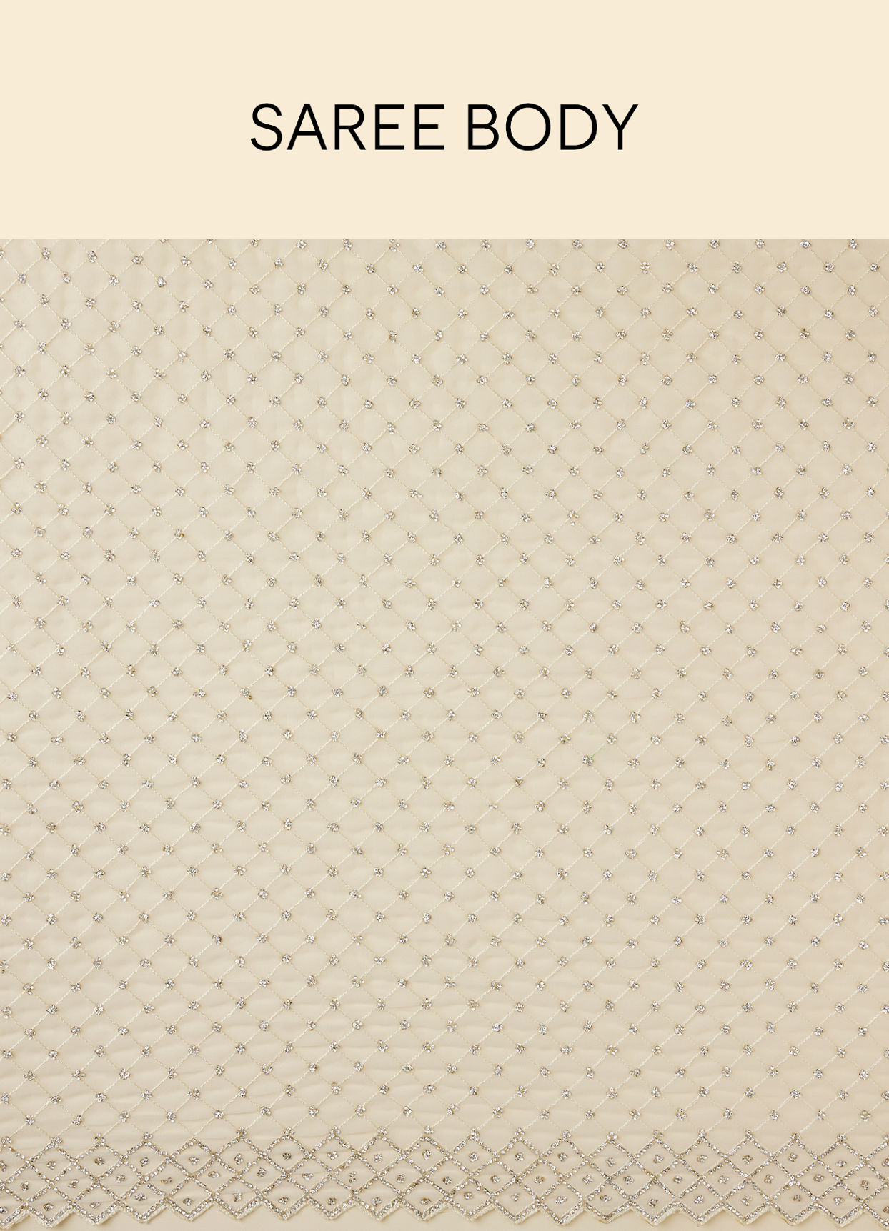 Buy Ivory White Lattice Patterned Stone Work Saree Online in India ...