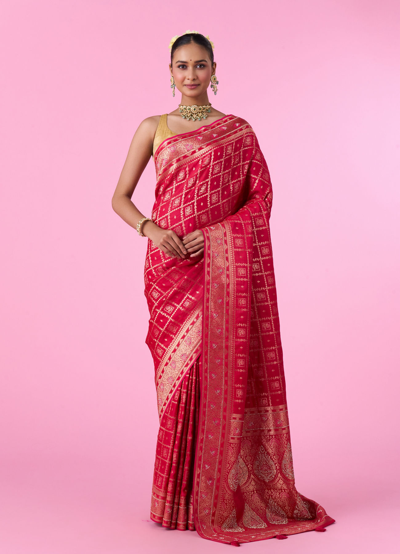 Buy Glamorous Pink Fantasy Banarasi Saree Online in India @Mohey ...