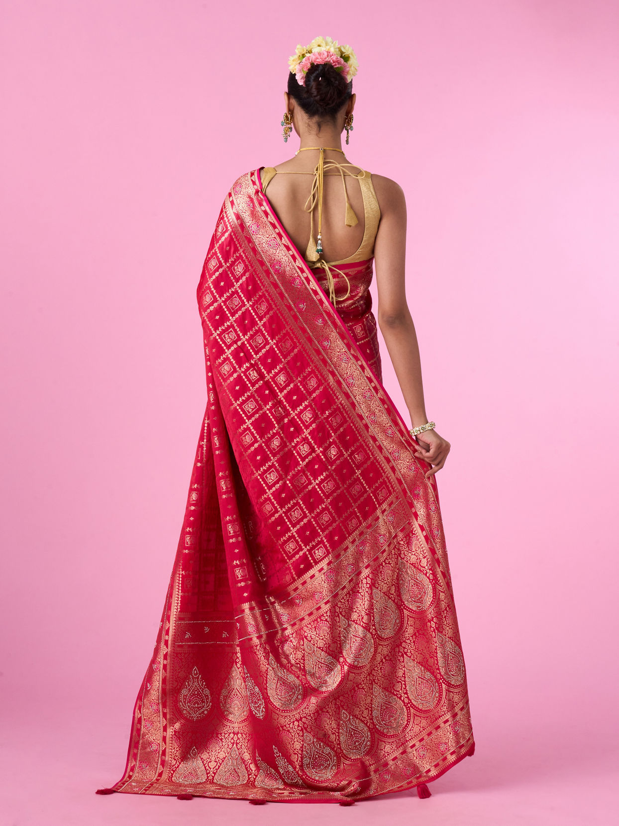 Buy Glamorous Pink Fantasy Banarasi Saree Online in India @Mohey ...