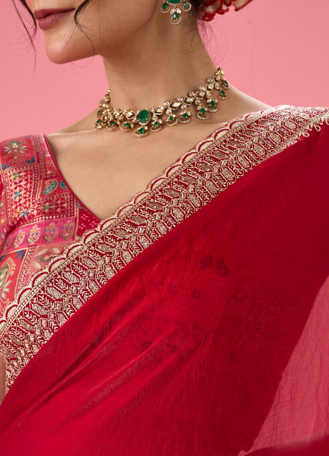 Buy Ravishing Rani Pink Saree Online in India @Mohey - Saree for Women