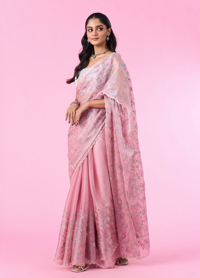 Buy Light Pink Blooming Saree Online in India @Mohey - Saree for Women