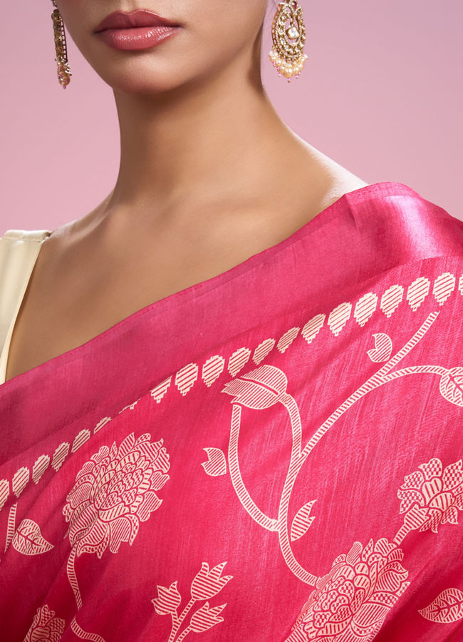 Buy Ravishing Rani Pink Saree Online in India @Mohey - Saree for Women