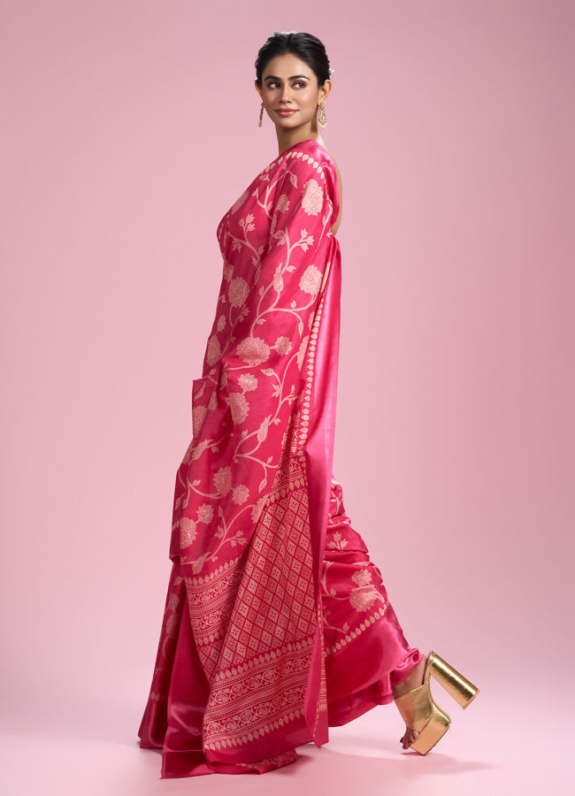 Buy Ravishing Rani Pink Saree Online in the USA @Mohey - Saree for Women