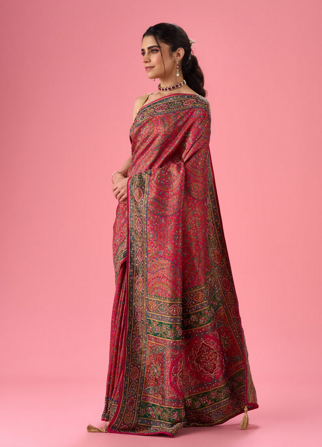 Buy Ravishing Rani Pink Saree Online in India @Mohey - Saree for Women