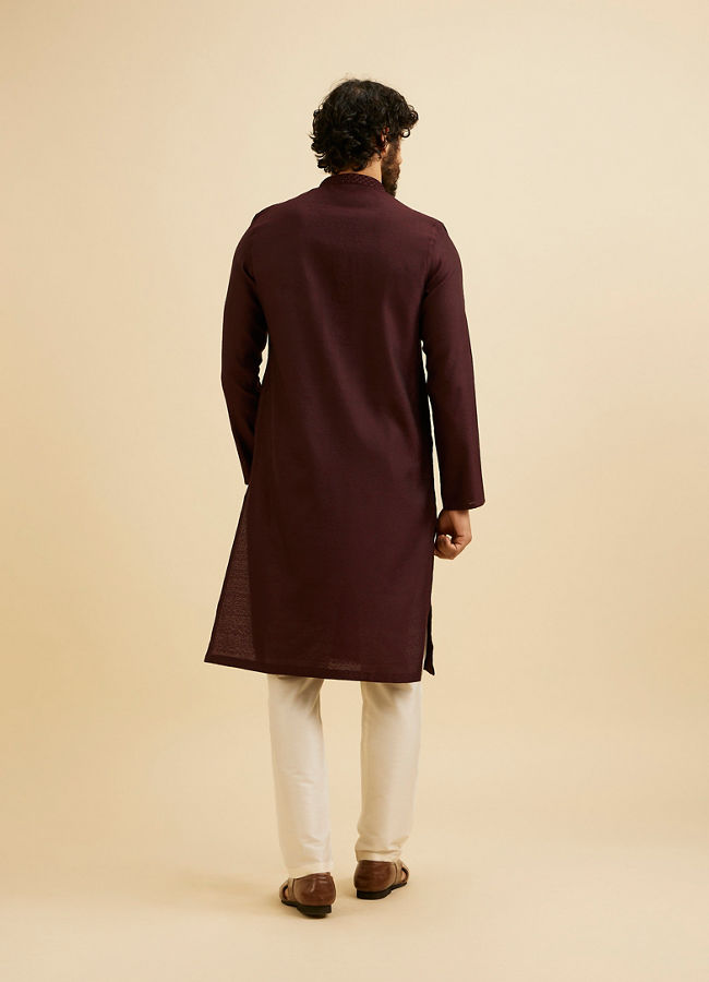 Buy Wine Red Bel Buti Patterned Kurta Set Online in India @Manyavar ...