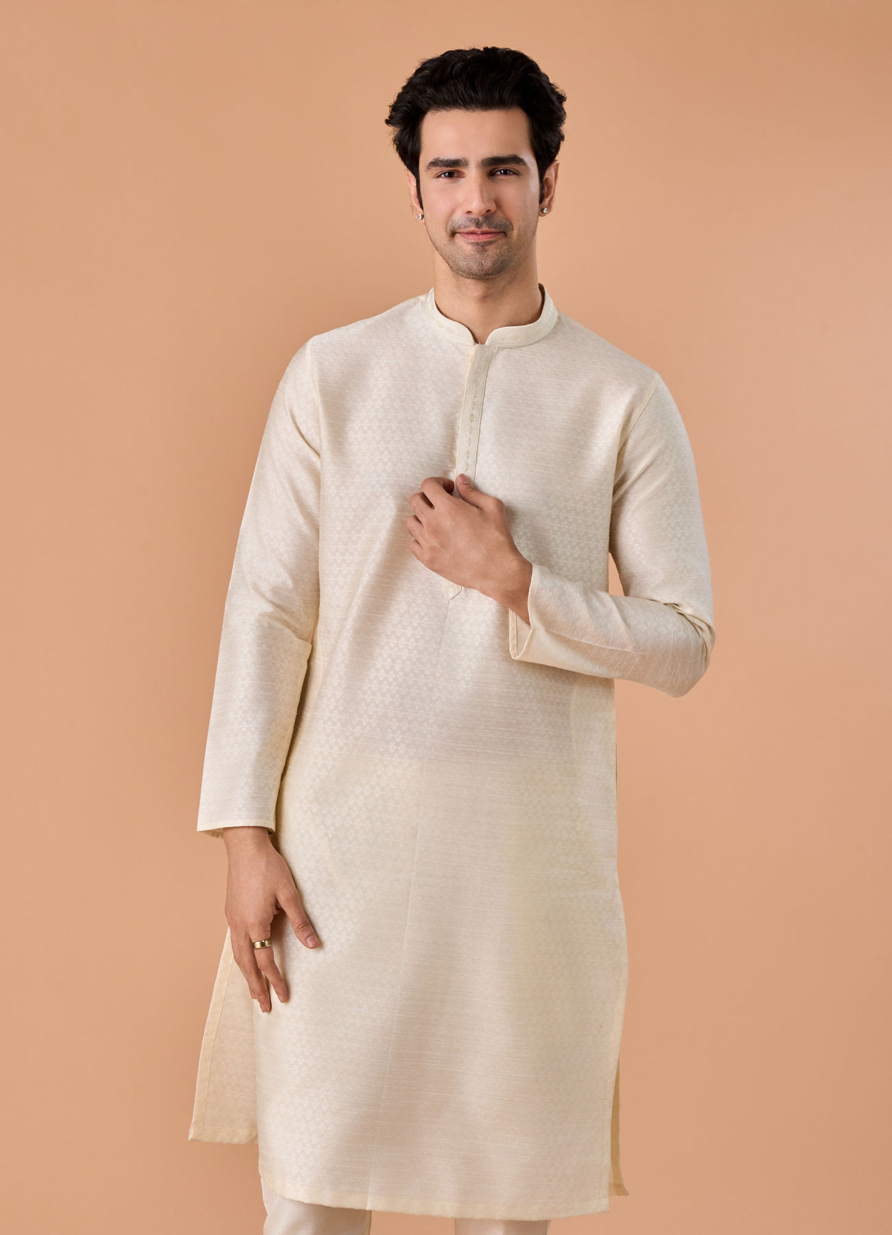 Buy Ethereal Cream Kurta Pajama Online in the USA @Manyavar - Kurta ...