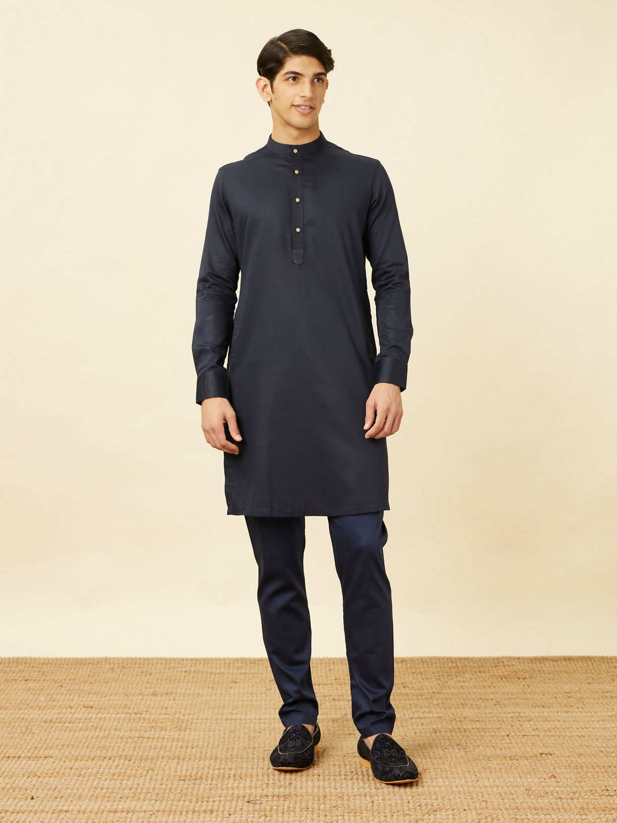 Buy Navy Blue Kurta Set Online in India @Manyavar - Kurta Pajama for Men