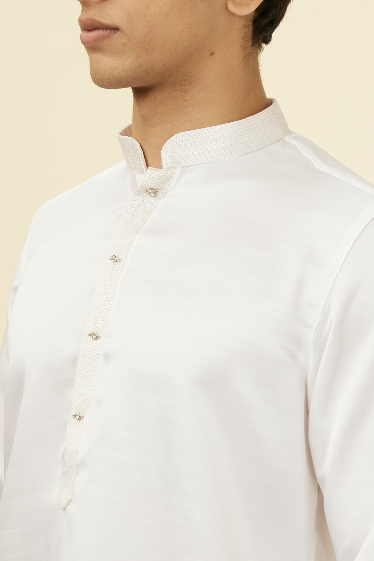 Buy Shell White Embellished Button Kurta Set Online in India @Manyavar ...