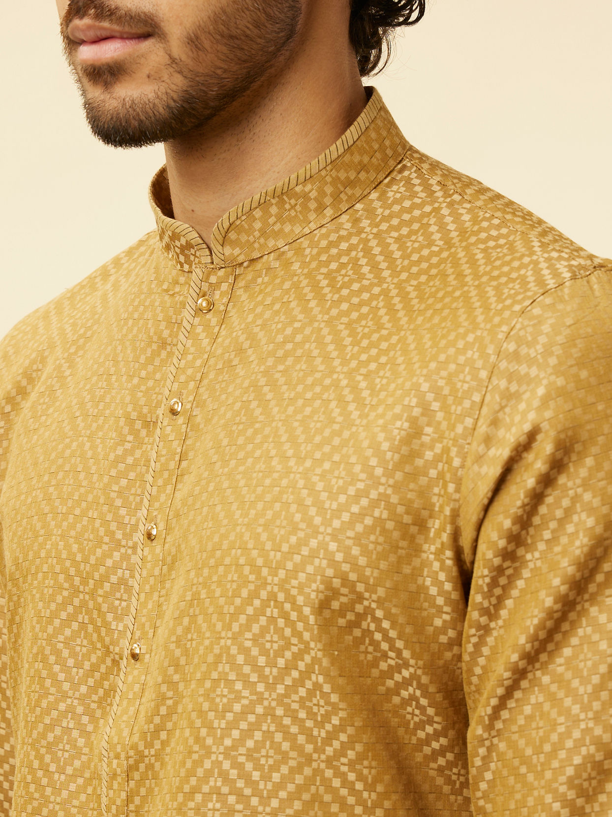 Buy Sepia Green Grid Patterned Kurta Set Online in India @Manyavar ...