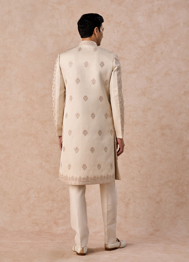 Buy Radiant Beige Elegance Open Sherwani Online in India @Manyavar ...