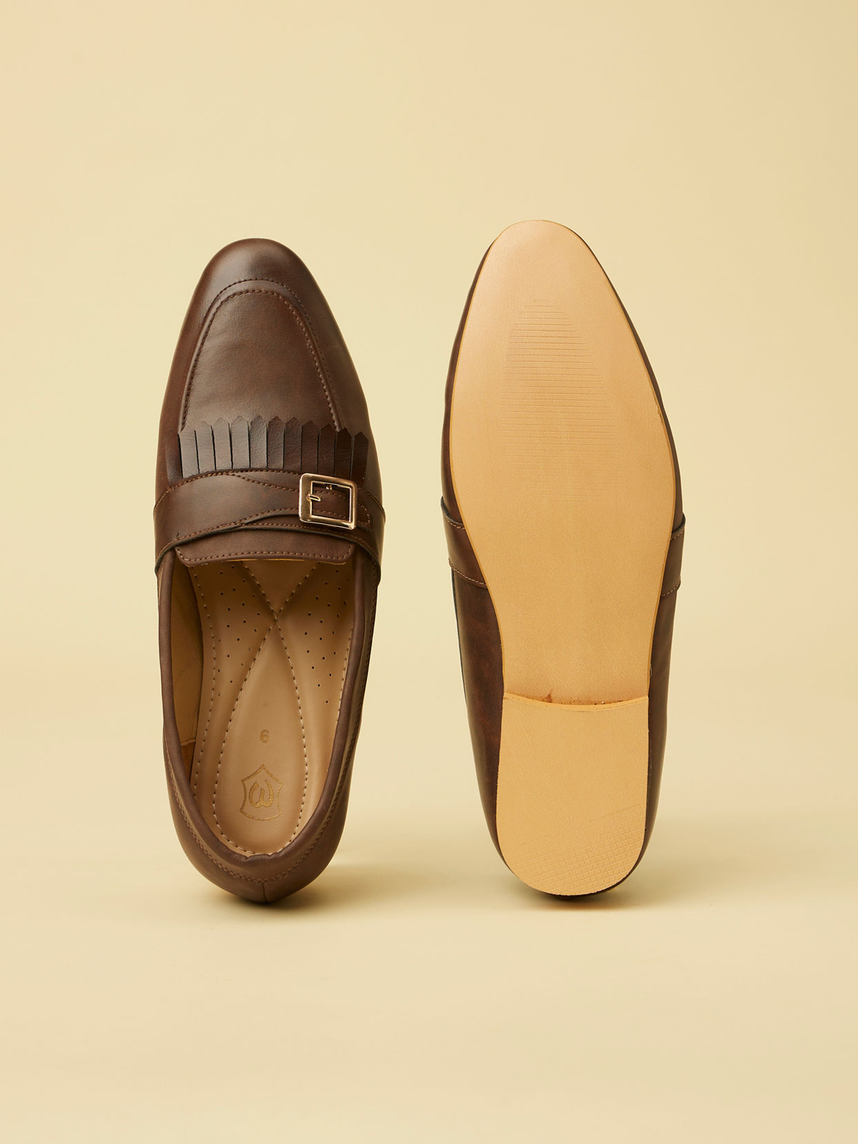 Buy Deep Brown Buckled Fringed Loafers Online in the USA @Manyavar ...