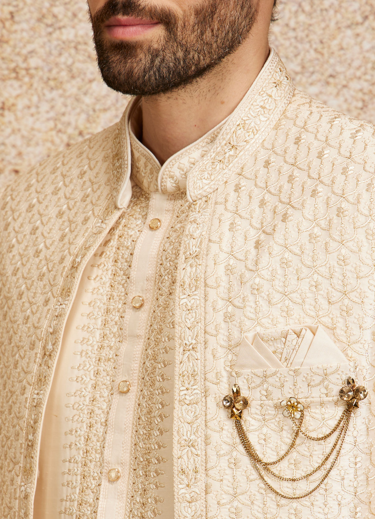 Buy Beige Grandeur Sherwani Set Online in Canada @Twamev - Sherwani for Men