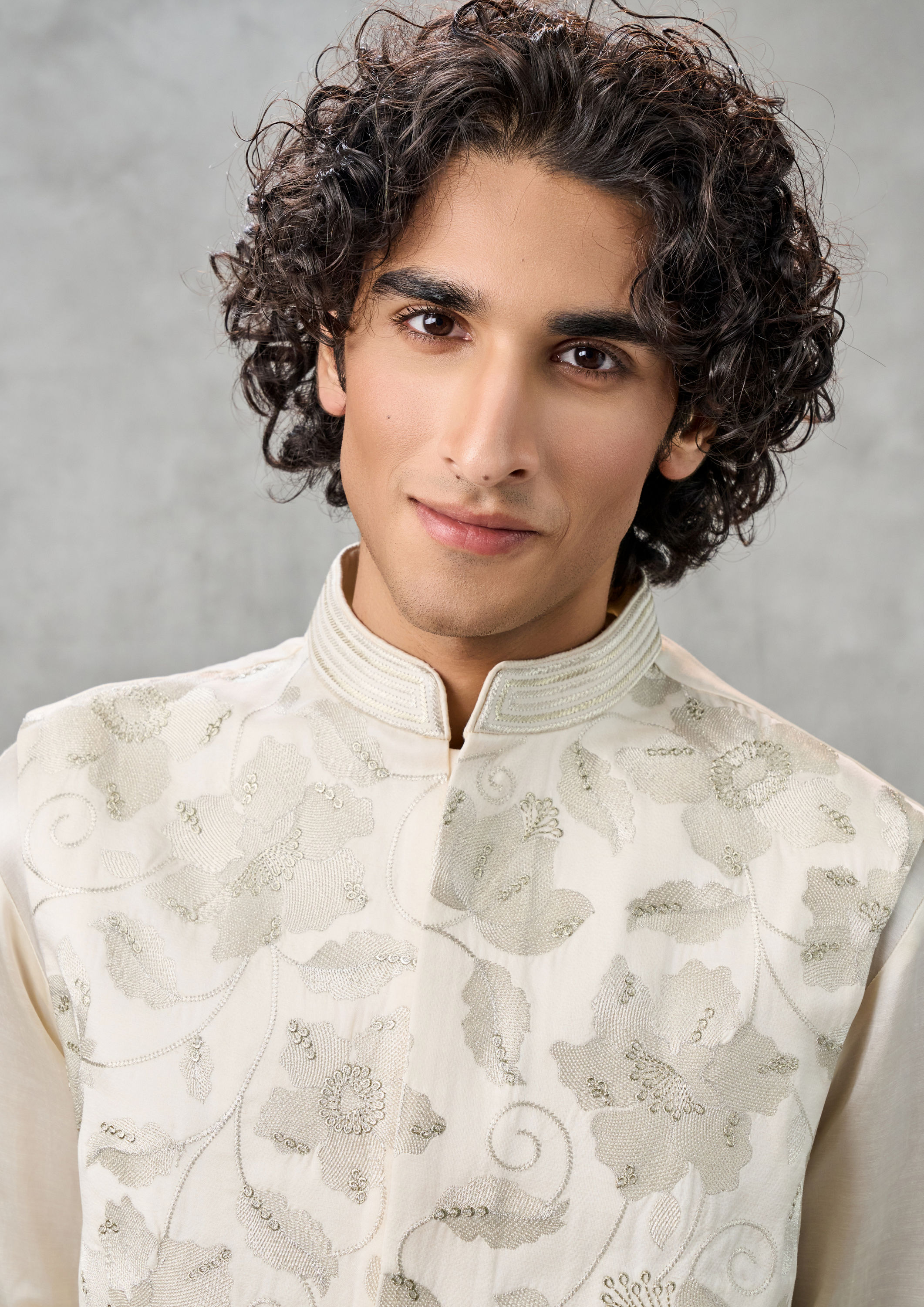 Buy Cream Opulence Kurta Jacket Set Online in India @Twamev - Kurta ...