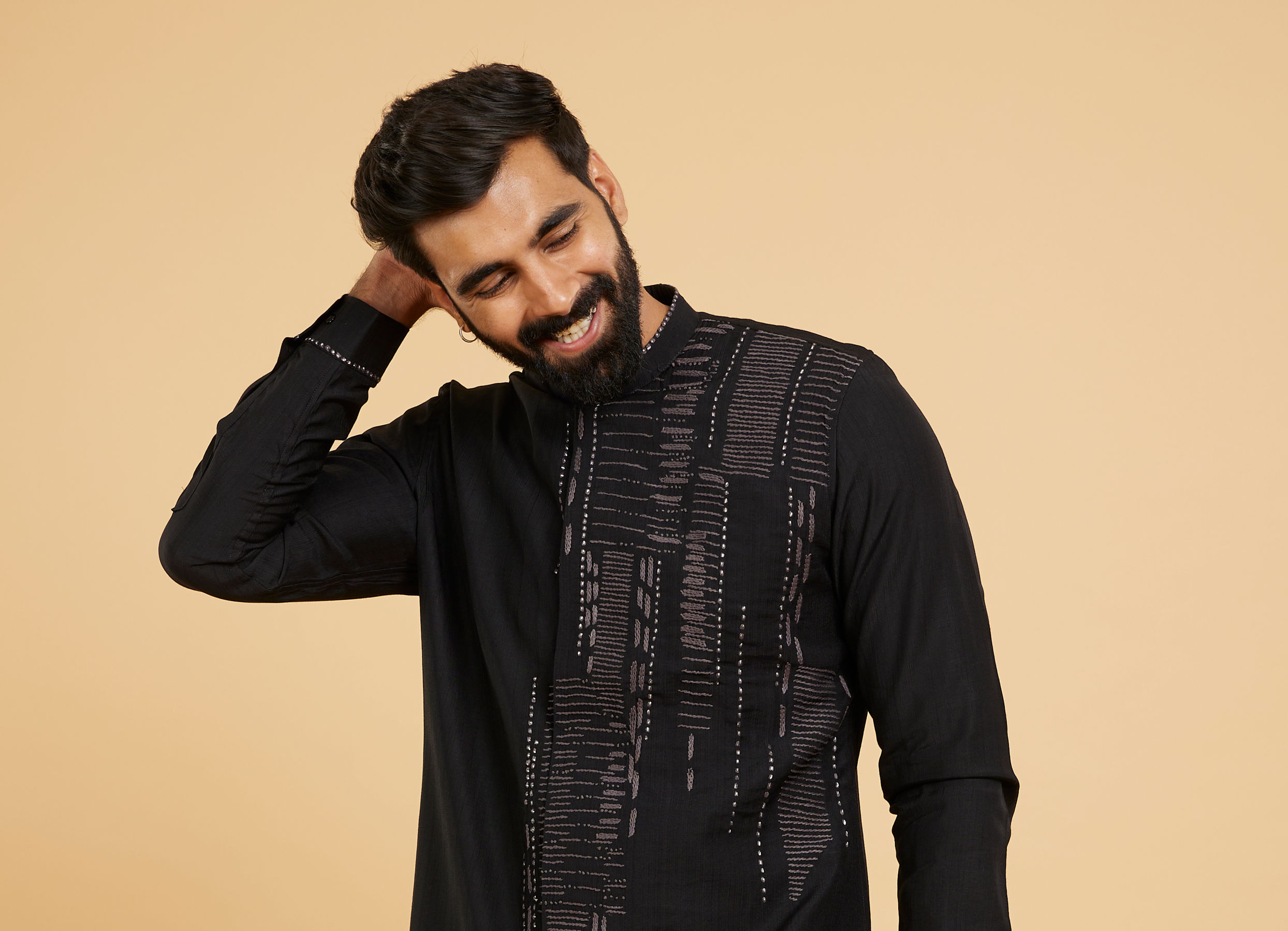 Buy Black Splendour Kurta Pajama Online in the USA @Twamev - Kurta ...