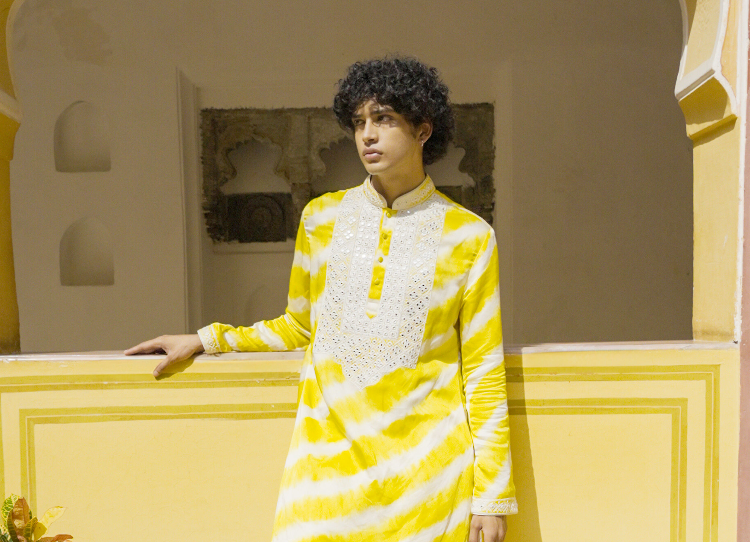 Buy Elegant Yellow and Cream Satin Kurta Pajama Online in the USA ...