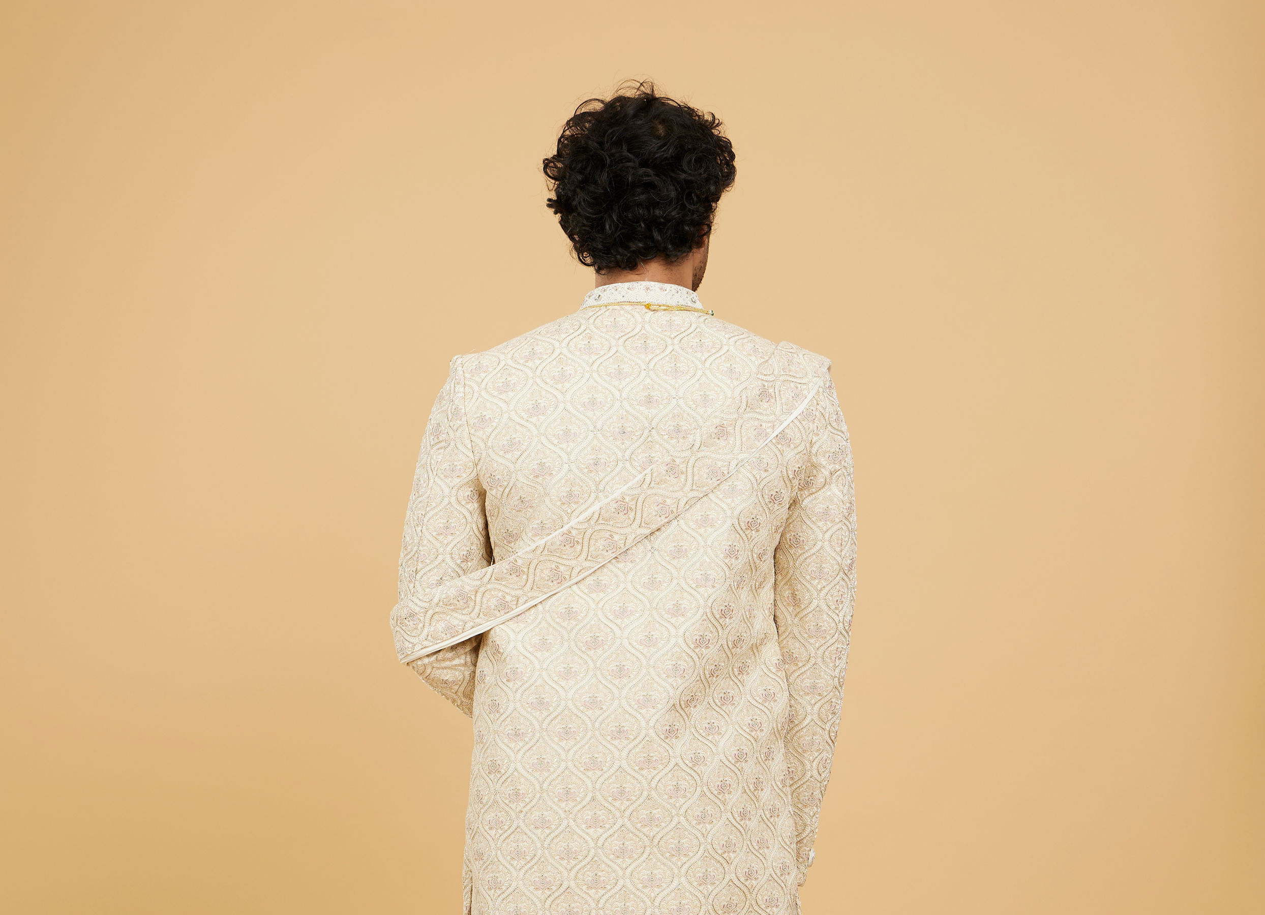 Buy Beige Sherwani Set with Pink Highlights Online in Canada @Twamev ...