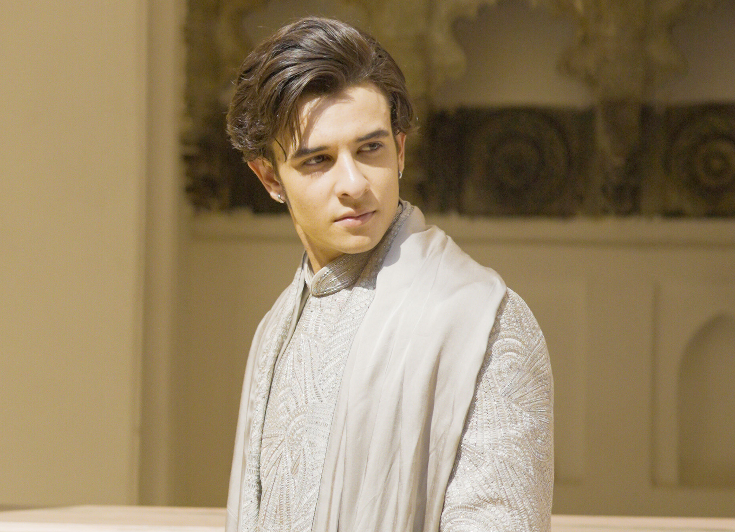 Buy Steel Grey Self Embroidered Sherwani Set with Geometric Patterns ...