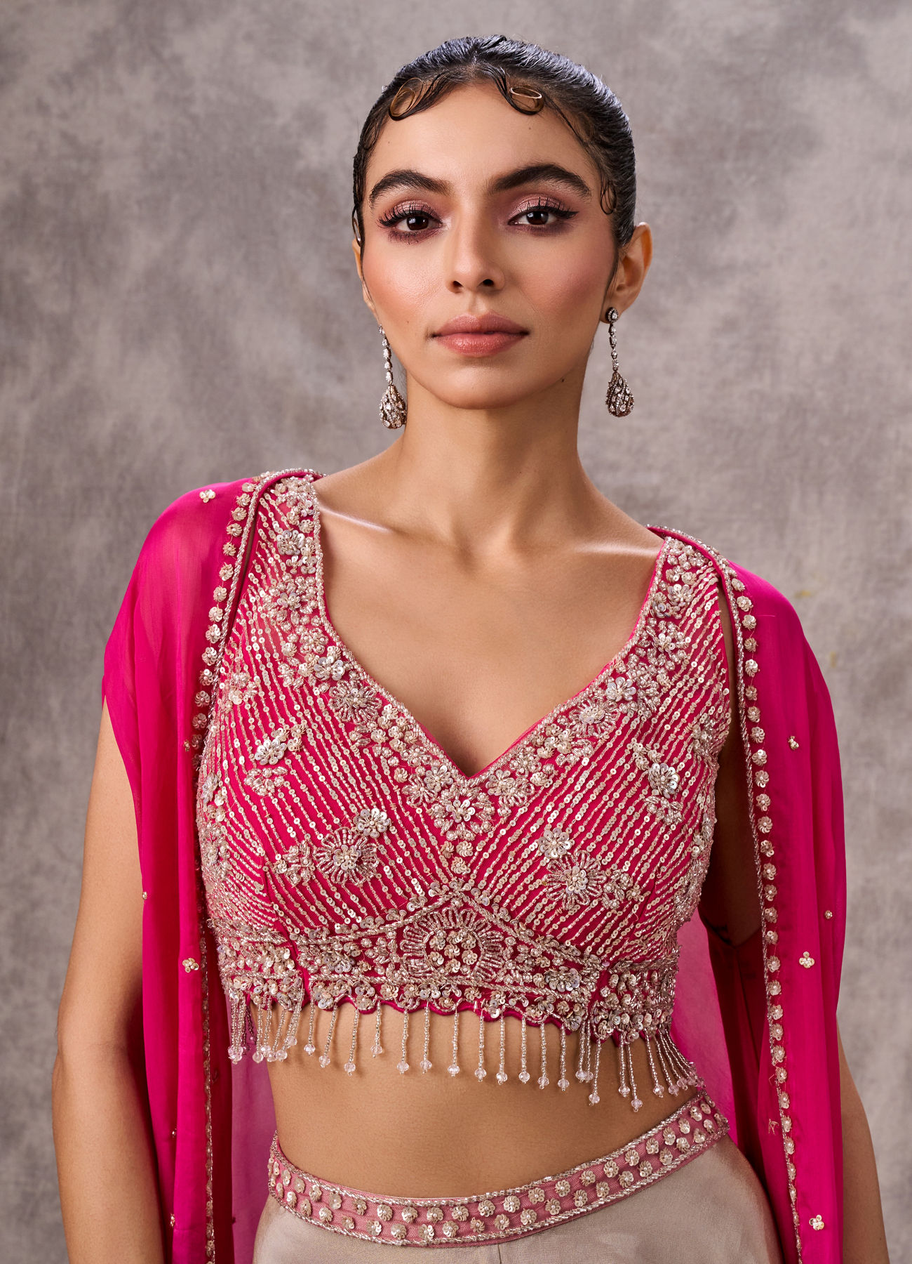 Buy Pink Chinon Party Wear Indo Western Set Online in the USA @Twamev ...
